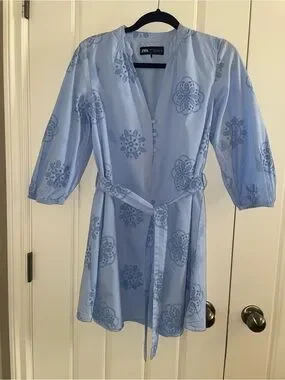 Zara | Dresses | Zara Embroidered Mini Dress | Poshmark